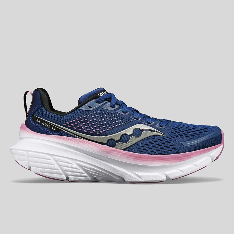 Saucony Guide 17 Womens Wide Road Running Shoes Navy Orchid